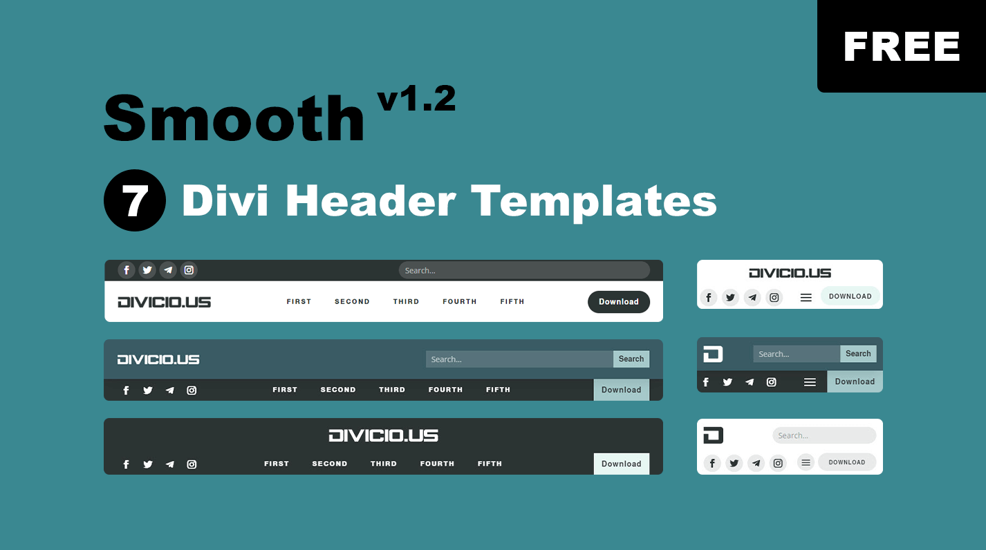Smooth Divi Header Templates Pack Demos - Divicio.us Demos