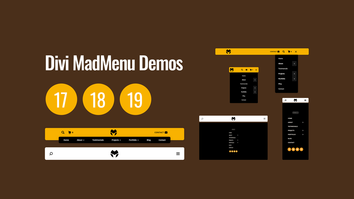 Divi MadMenu Header Templates #17, #18 and #19 - Divicio.us